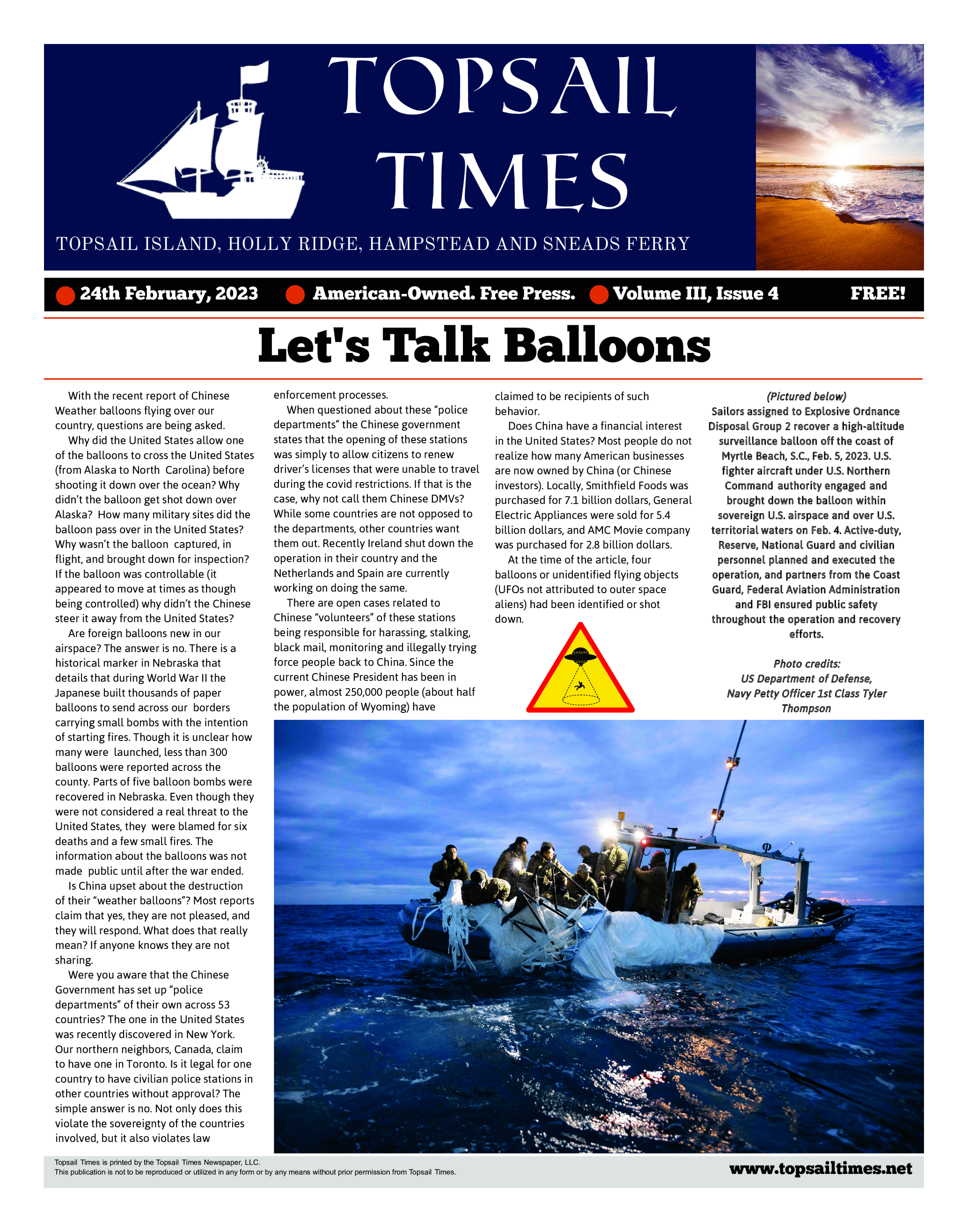 eNewspaper Viewer - Topsail Times Newspaper Volume 3, Issue 4