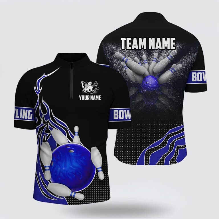 Bowling Jersey, Blue And Black Bowling Bowling Jersey Shirts For Men ...