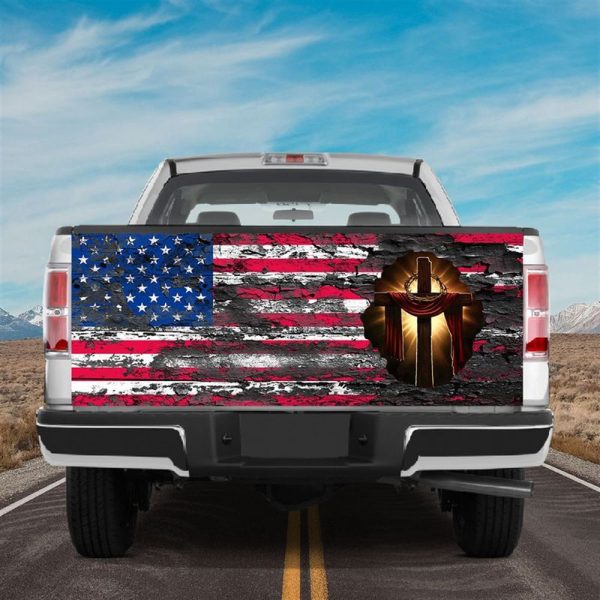 Jesus Tailgate Wrap, Jesus Christ United We Stand For The Flag And ...