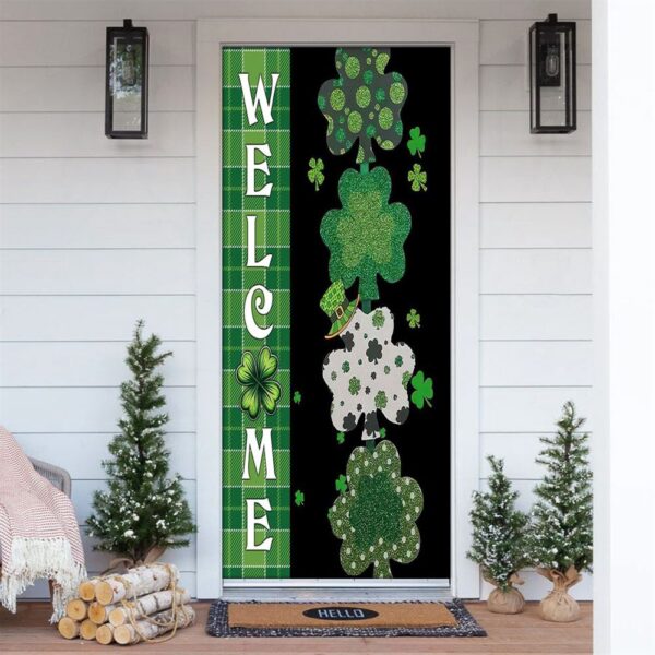 Welcome Lucky Shamrocks Door Cover, St Patrick's Day Door Cover, St ...
