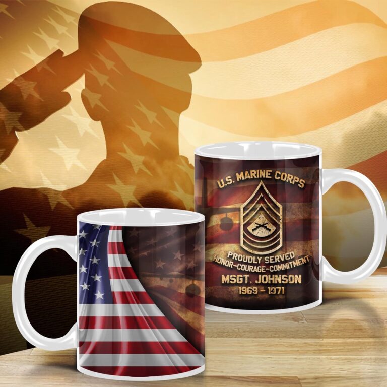 US Marine Corps Military Proudly Served, Military Mug American Flag ...