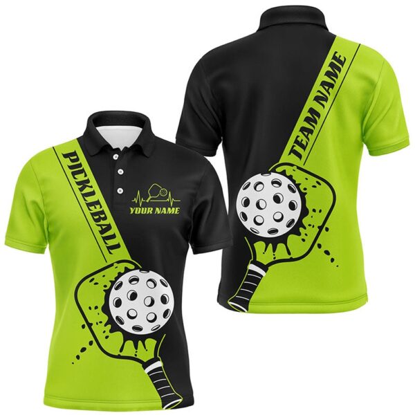Black And Green Custom Pickleball Team Shirts For Men, Pickleball Polo ...